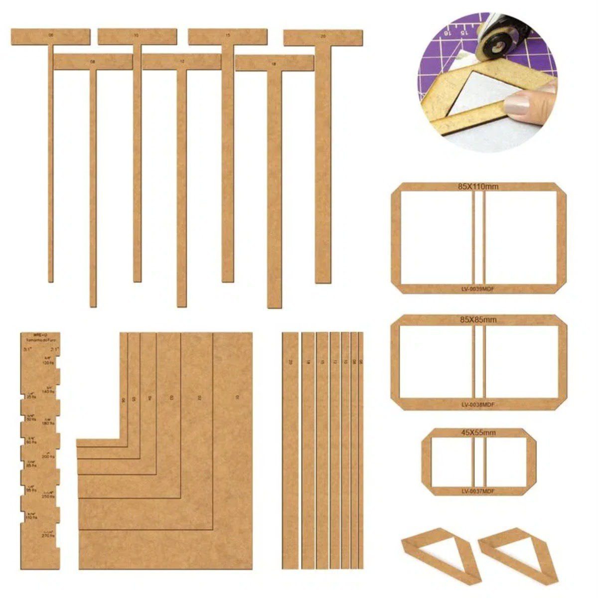 Gabarito para Encadernação em MDF. Régua gabarito encadernação