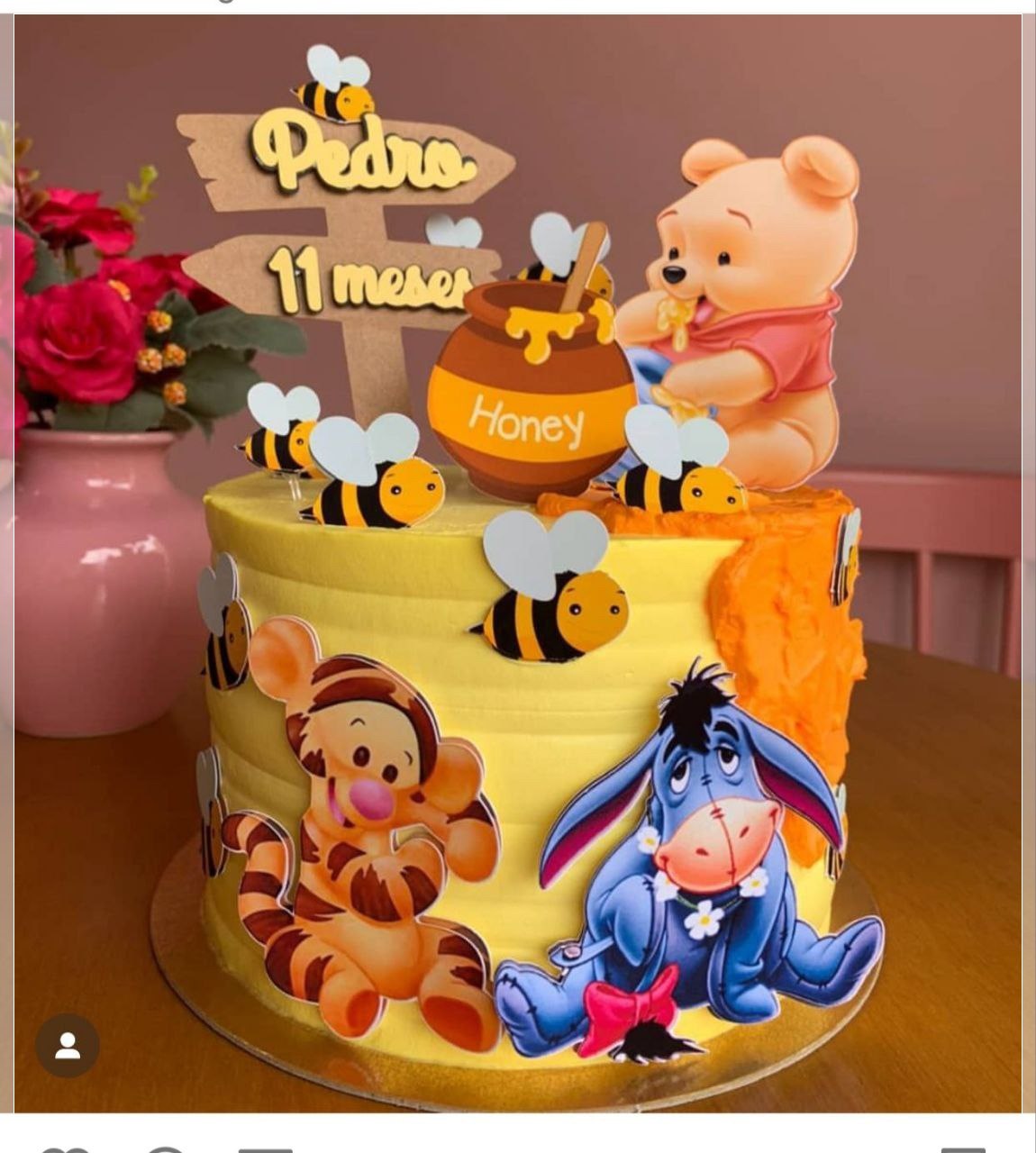Topo de Bolo Ursinho Pooh Aniversário Infantil